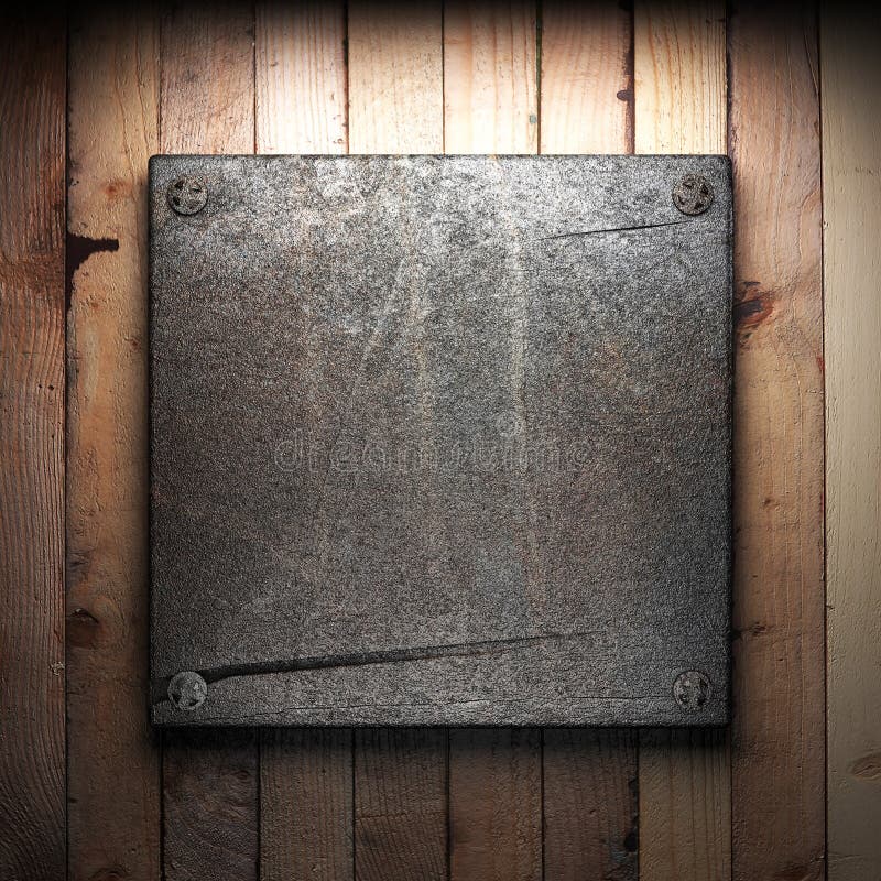 Iron plate on wall stock illustration. Illustration of brand - 26821526