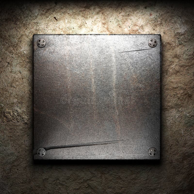 Iron plate on wall stock illustration. Illustration of chrome - 26944007