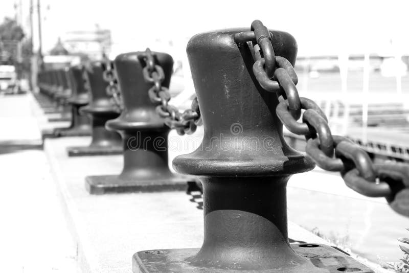 Iron Posts Connected with Metal Chains Along Maumee River Shore in ...
