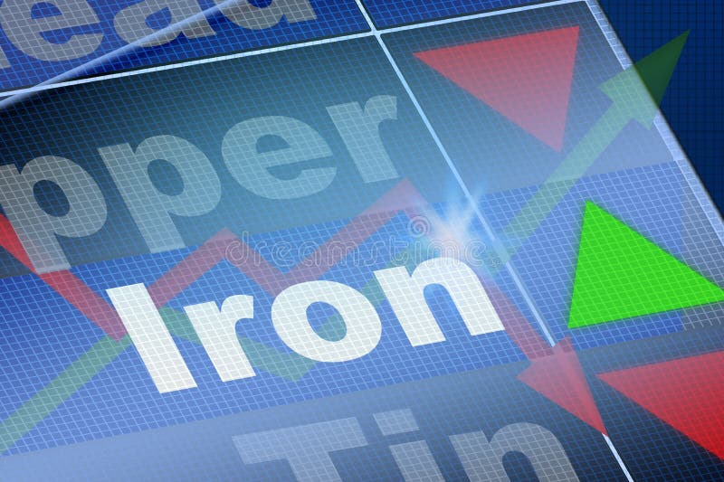 Iron Price on the Display Board with Green Arrow Up Stock Illustration ...