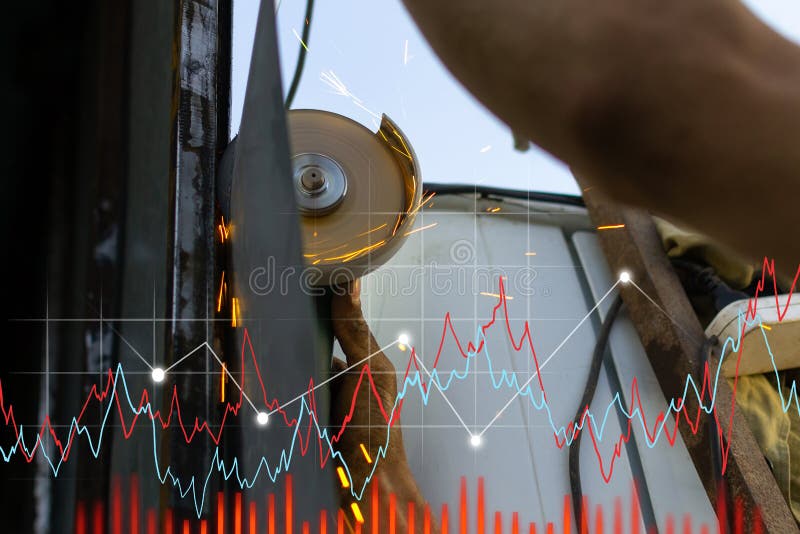Iron Processing Work, Graph. Metal Processing with an Angle Grinder ...