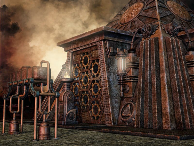 Fantasy pyramid at night stock illustration. Illustration of desert ...