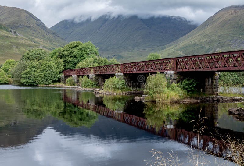 Iron Rail Bridge Scottish Highlands Stock Image - Image of reflections ...