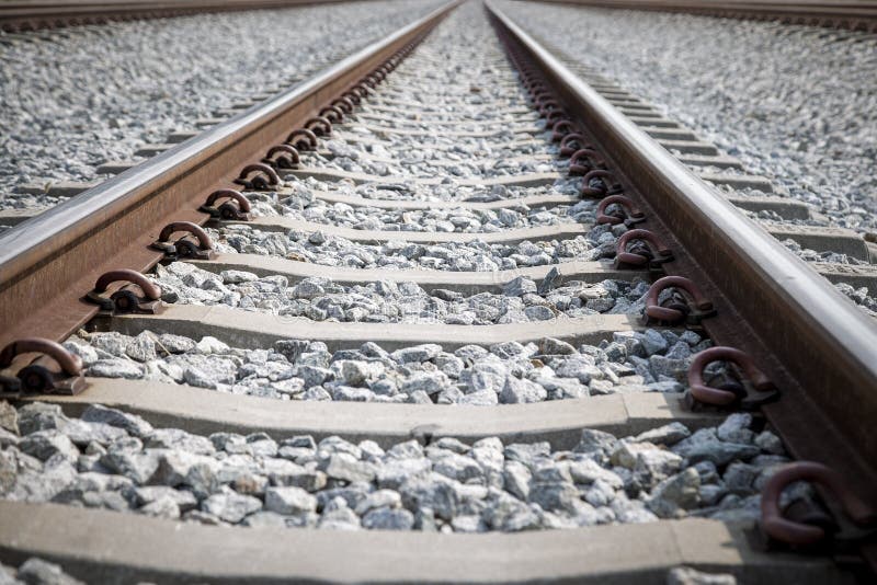 Iron rails for the railway stock photo. Image of transit - 164355142
