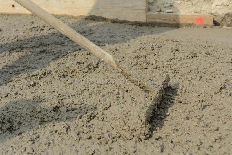 With Iron Rake Smooth Concrete Surfaces Stock Image - Image of ...