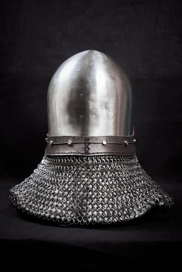 Knight Helmet on a Black Background. Back View Stock Photo - Image of ...