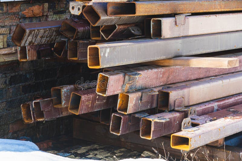 Iron Rectangular Pipes. Construction Fittings. Metal Materials for ...