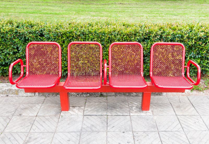 The iron red benches stock photo. Image of seats, chair - 68857584
