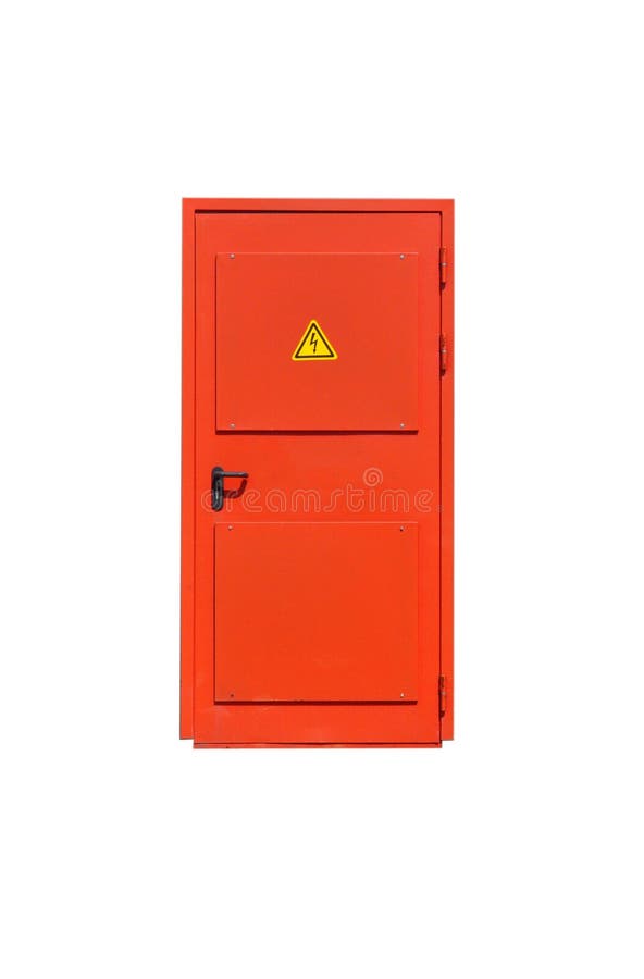 Iron Red Door of a Transformer Box Stock Image - Image of power ...