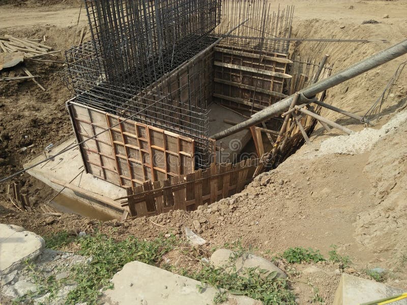 Iron Reinforcement Assembly for Bridge Abutment Construction Stock ...