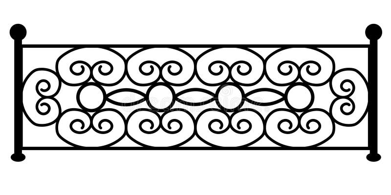 Iron Rod Fence Element. Silhouette with a Pattern of Lines Stock Vector ...