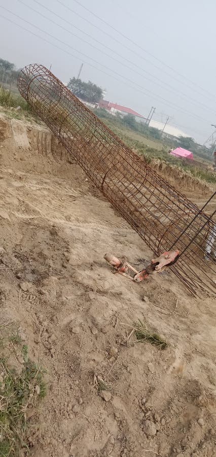 Iron Rods Barrels To Make Pillars for Bridge Stock Photo - Image of ...