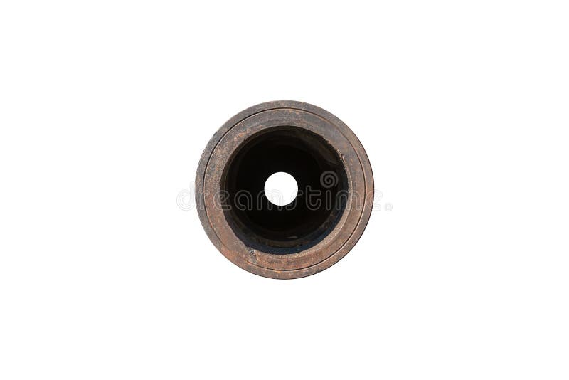 Iron Rusted Pipe Isolated on White Background. Side View, Cross-section ...