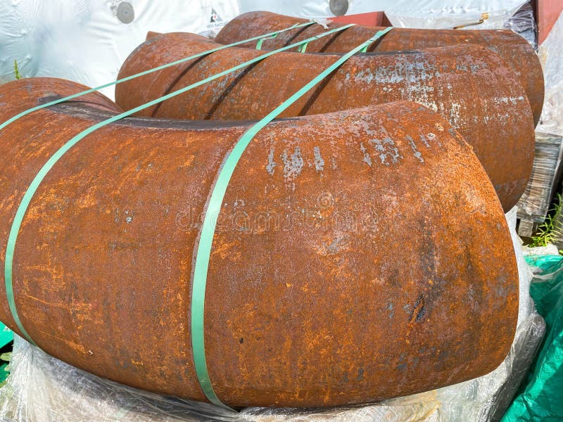 Iron Rusty Water Pipes of Large Diameter Industrial with a Turn at the ...