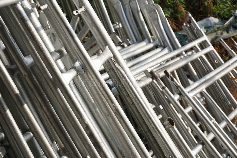 Iron Scaffolding on the Ground Stock Image - Image of grunge, pipes ...