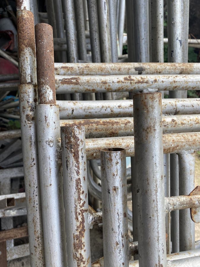 Iron Scaffolding on the Ground Stock Photo - Image of site, metal ...