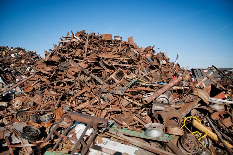 Iron Scrap Metal Compacted To Recycle Stock Image - Image of factory ...