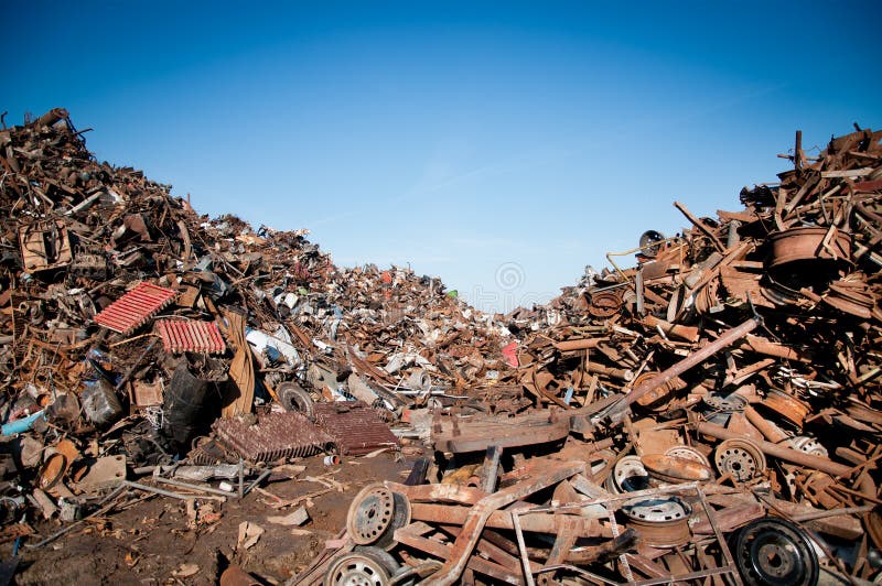 Iron Scrap Metal Compacted To Recycle Stock Image - Image of factory ...