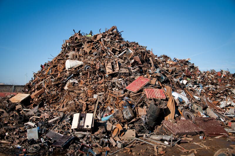 Iron Scrap Metal Compacted To Recycle Stock Image - Image of factory ...