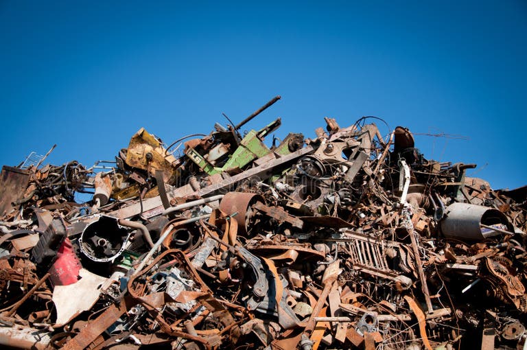 Iron Scrap Metal Compacted To Recycle Stock Photo - Image of parts ...