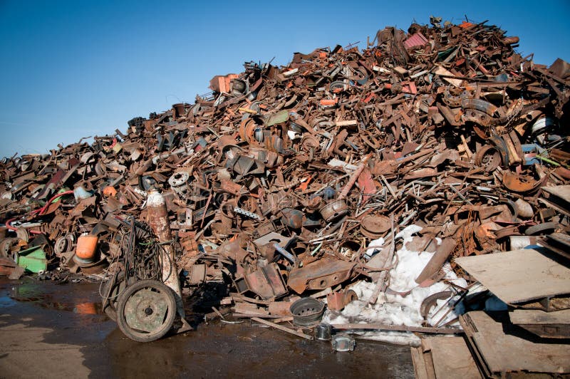 Iron Scrap Metal Compacted To Recycle Stock Image - Image of closeup ...