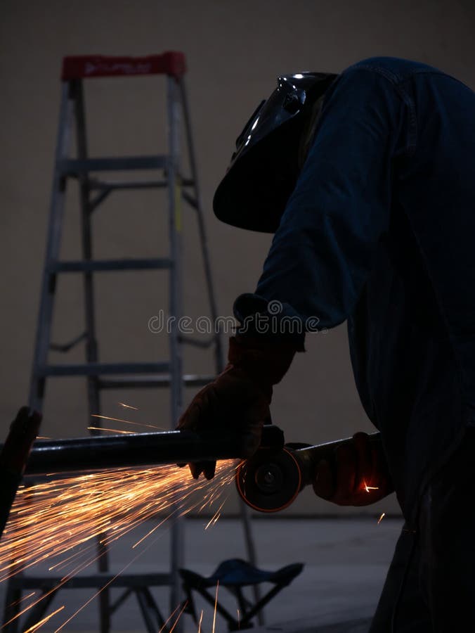 Iron Soldering, Man Working on Iron Soldering, Welding Sparks Stock ...
