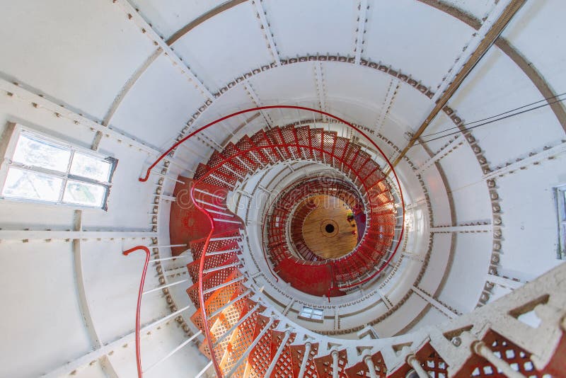 Iron Spiral Staircase Inside the Old Lighthouse, Top View Stock Image ...