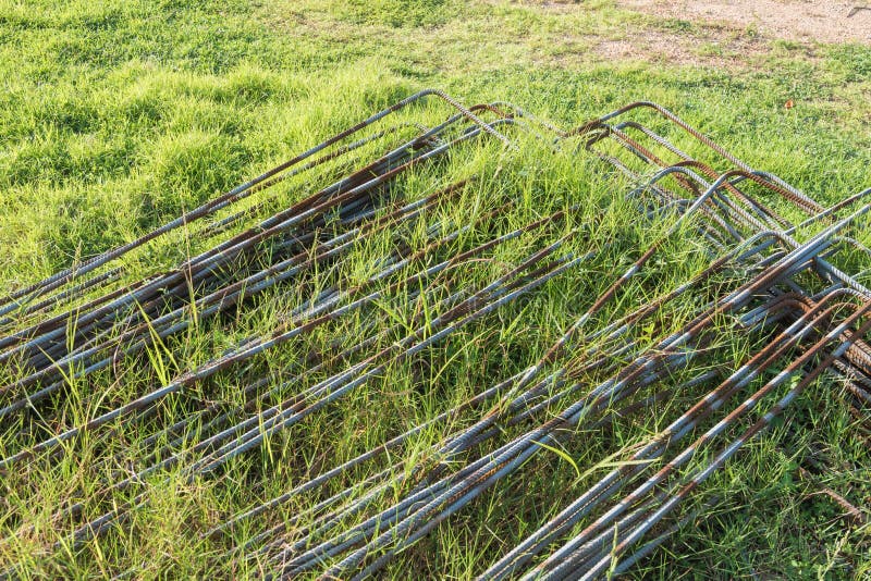 Iron stack on the grass. stock photo. Image of group - 94846702