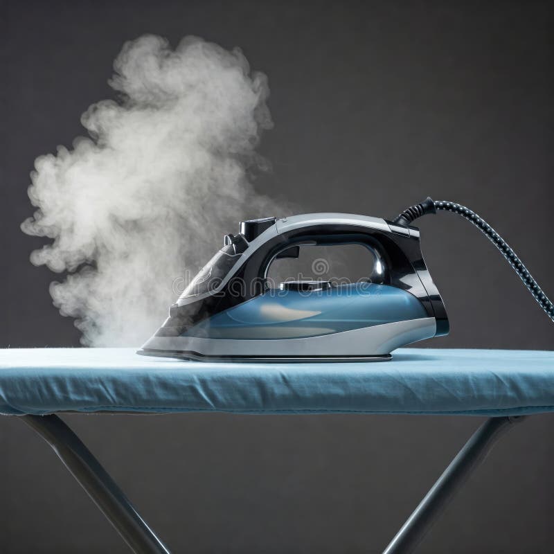 Iron with Steam on an Ironing Board. Stock Photo - Image of efficient ...