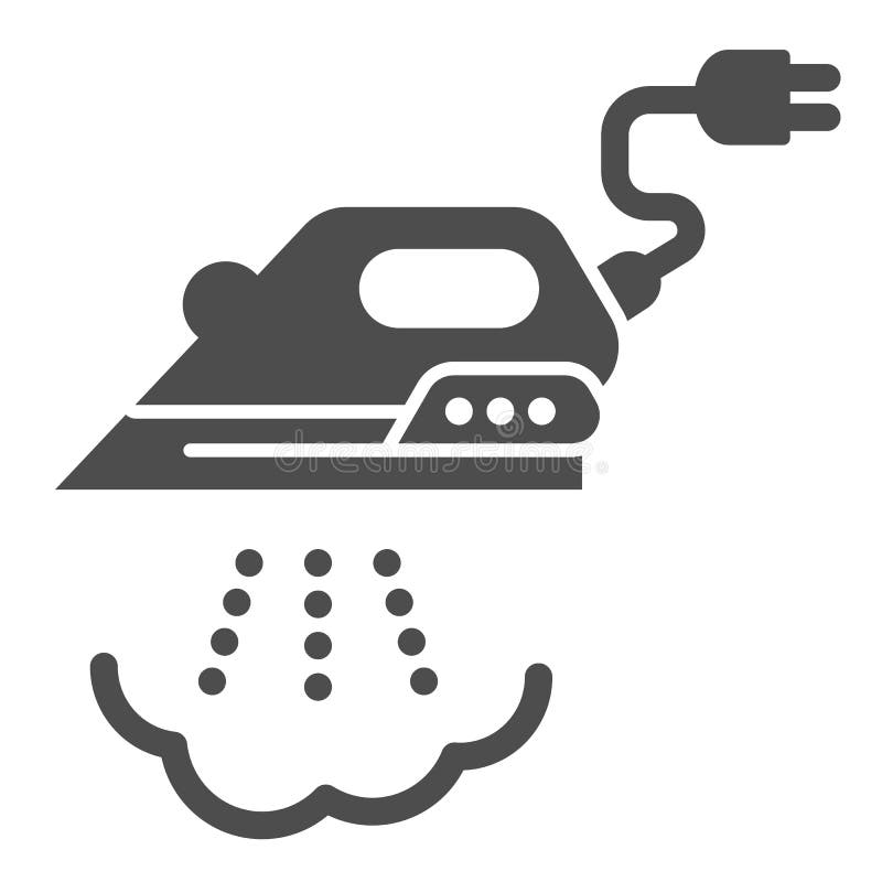 Iron with Steam Solid Icon. Ironing Vector Illustration Isolated on ...
