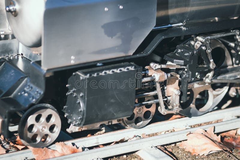 Iron Steam Train Close Up Still on a Railway from High Up Point of View ...