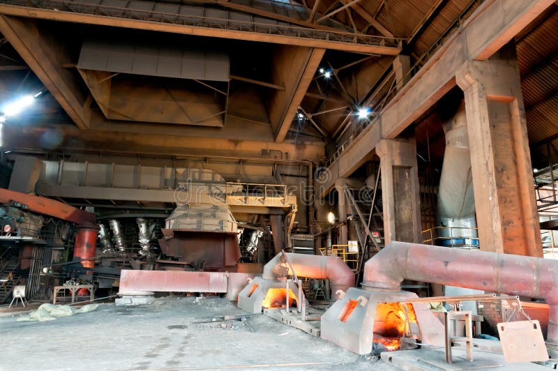 Iron and Steel Factory Indoor Stock Image - Image of light, equipment ...