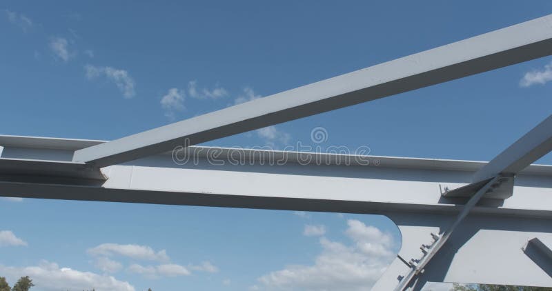 Iron Steel Frame Construction of Bridge on Blue Sky Background. Bridge ...