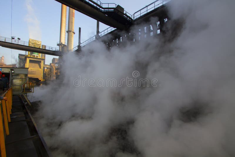 Iron and Steel Producing Factory and Workers Working. Editorial Stock ...