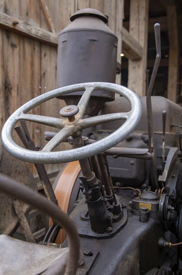 Iron Steering Wheel of a Vintage Tractor Stock Photo - Image of steel ...