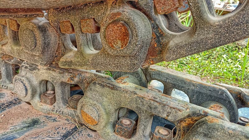 Iron Structure and Bolts on the Track of the Excavator Unit Stock Photo ...