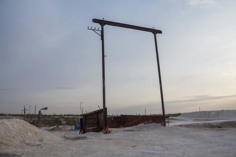 Iron Structure in the Form of a High Gate on a Lime Quarry. Stock Photo ...