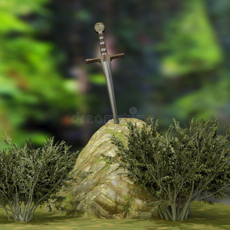 Iron sword in a rock stock illustration. Illustration of rock - 261585973
