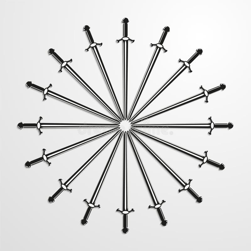 Iron Swords Piled in a Circle. Vector Illustration. Stock Vector ...
