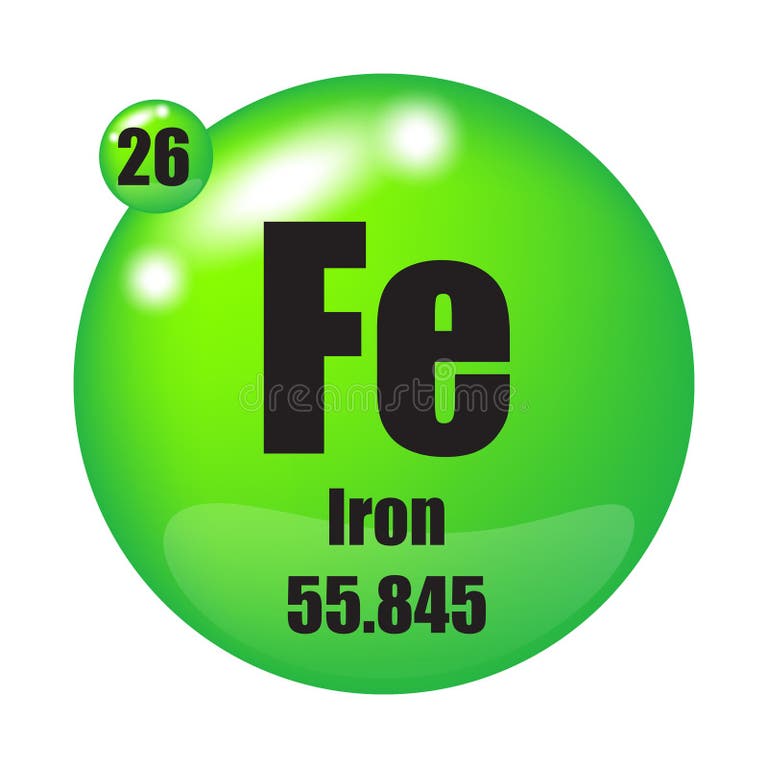 Iron Symbol Icon. Element Fe 26. Atomic Mass 55.845. Vector Element ...