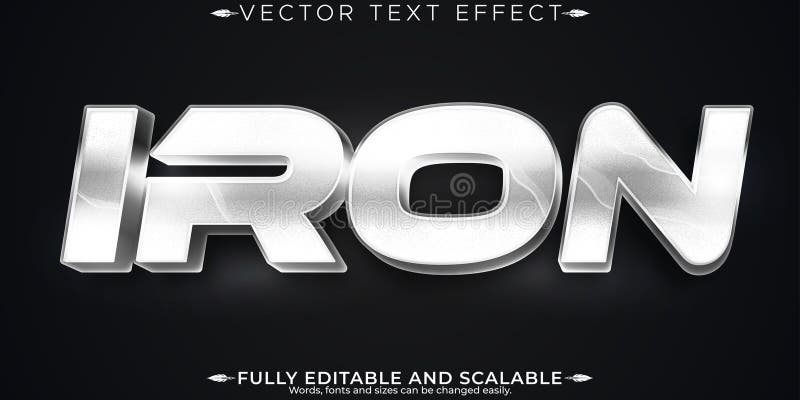 Iron Text Effect, Editable Metallic and Shiny Text Style Stock Vector ...