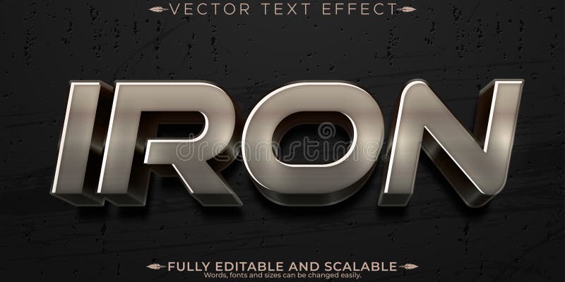 Iron Text Effect, Editable Metallic and Shiny Text Style Stock Vector ...