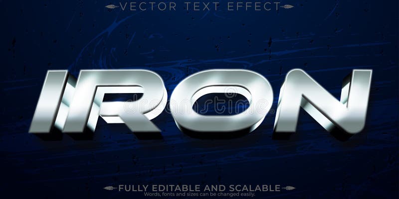 Iron Text Effect, Editable Metallic and Shiny Text Style Stock Vector ...