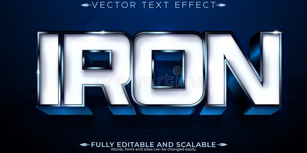 Iron Text Effect, Editable Metallic and Shiny Text Style Stock Vector ...