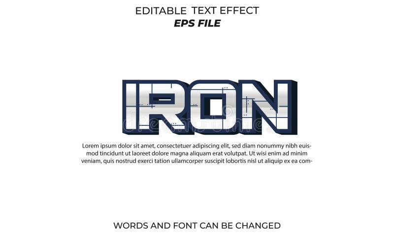 Iron Text Effect, Font Editable, Typography, 3d Text Vector Template ...