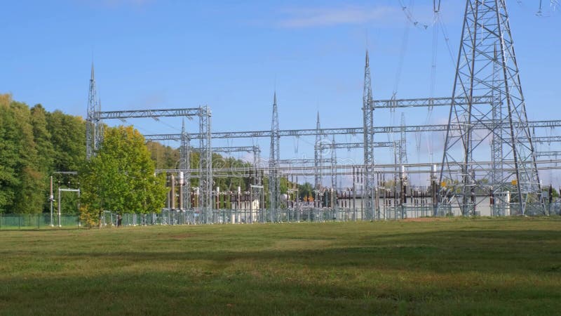 Iron Utility Pole of a High Voltage Power Line and Distribution Unit on ...
