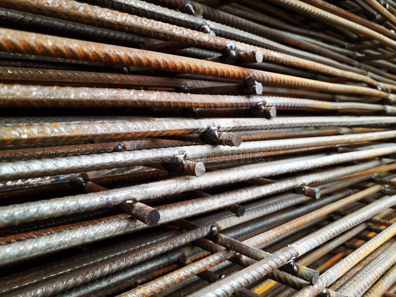 Iron Welding and Grinding Marks or Textures on Iron Pipes and Rods in a ...