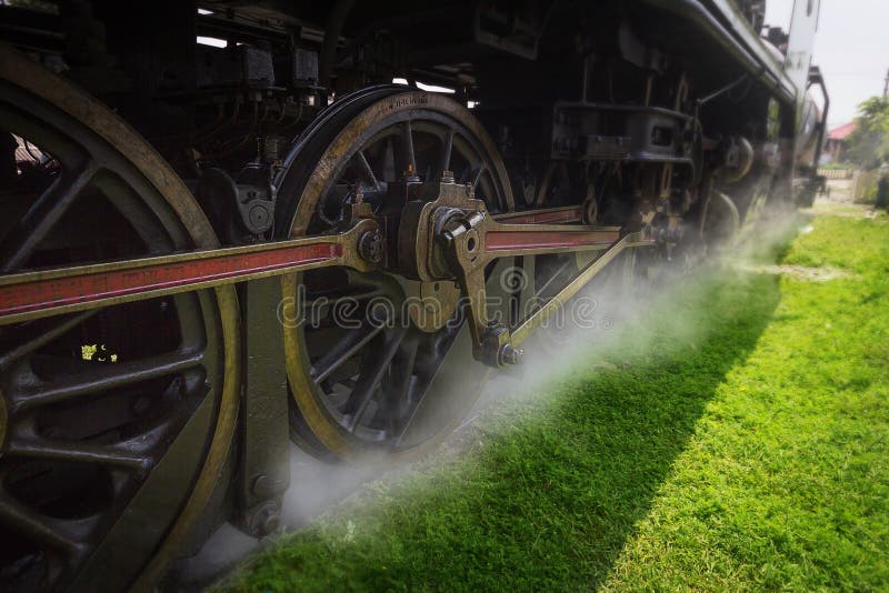 Iron Wheels of Stream Engine Locomotive Train in Thailand Stock Photo ...