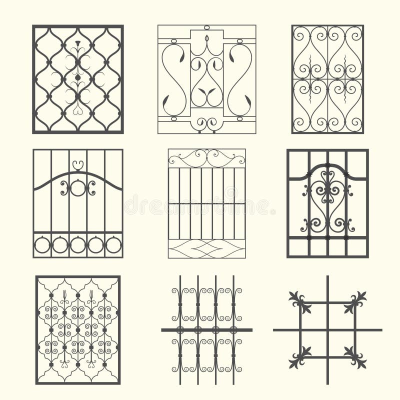 Wrought Iron Window Design Silhouette Cutout Stock Vector ...