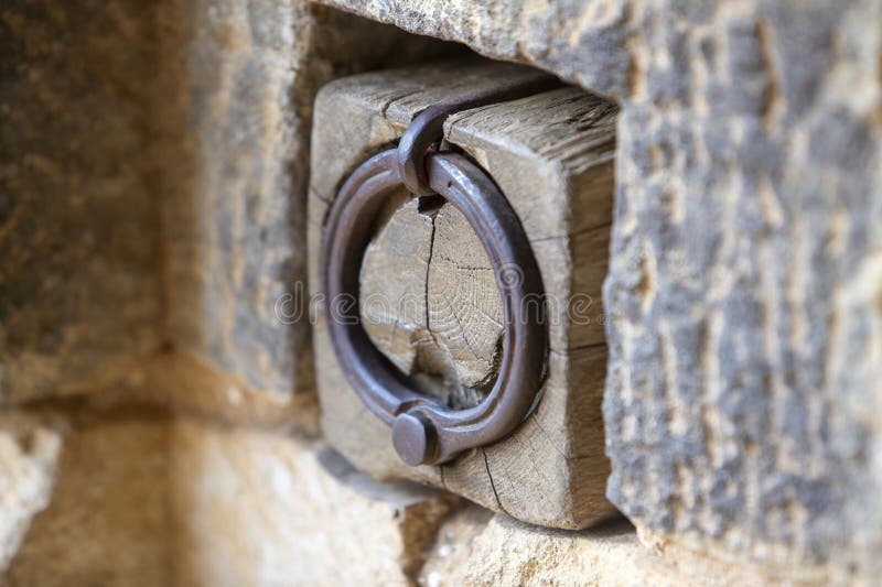 Iron and Wood Locking System, Inserted into a Stone Wall. Stock Image ...